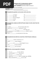 Inicijalni Test Iz Engleskog Jezika Za Peti Razred | PDF