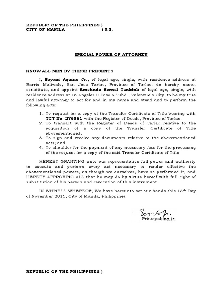 Republic of The Philippines) City of Manila) S.S | Download Free PDF ...