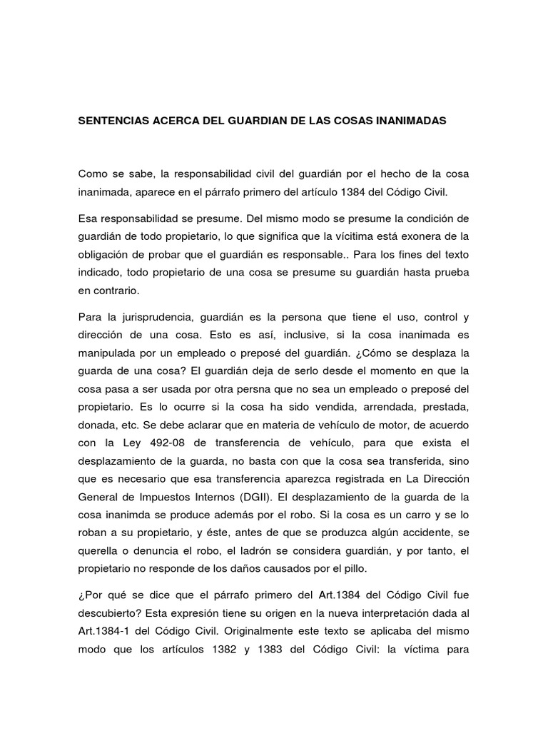 Sentencias Acerca Del Guardian de Las Cosas Inanimadas | PDF | Pagos ...