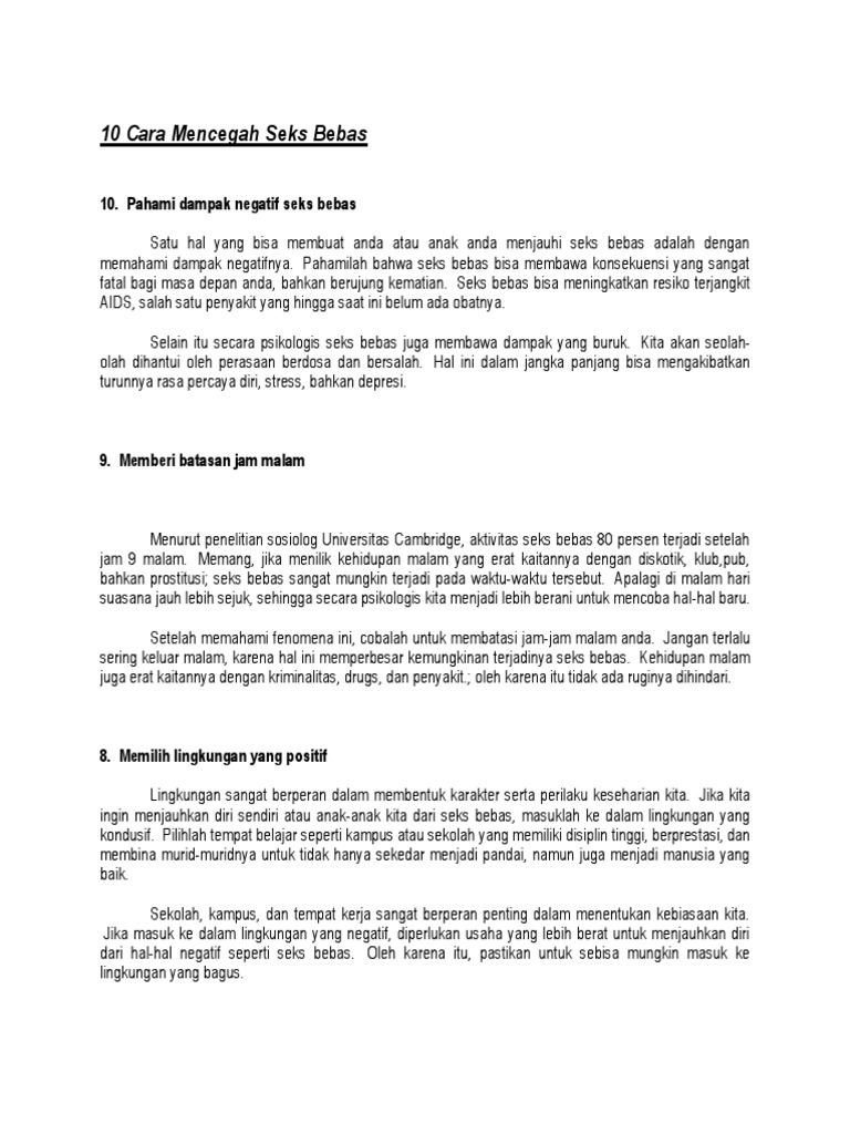 10 Cara Mencegah Seks Bebas | PDF