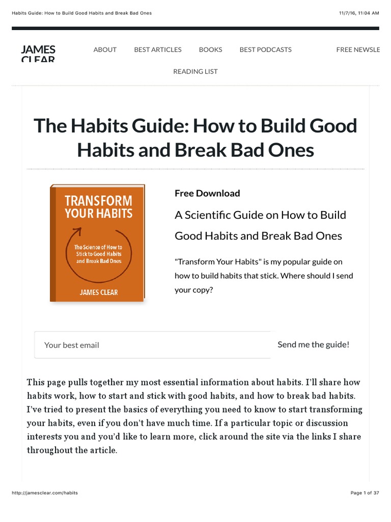 Habits Guide: How To Build Good Habits and Break Bad Ones | PDF ...