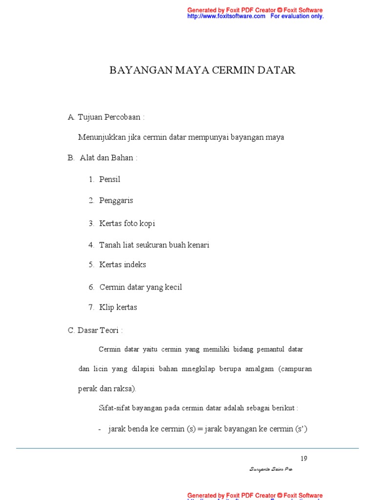 Lks Bayangan Maya Pada Cermin Datar | PDF