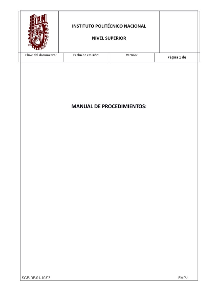 Formato Manual Procedimientos | PDF | Educación más alta | Planificación
