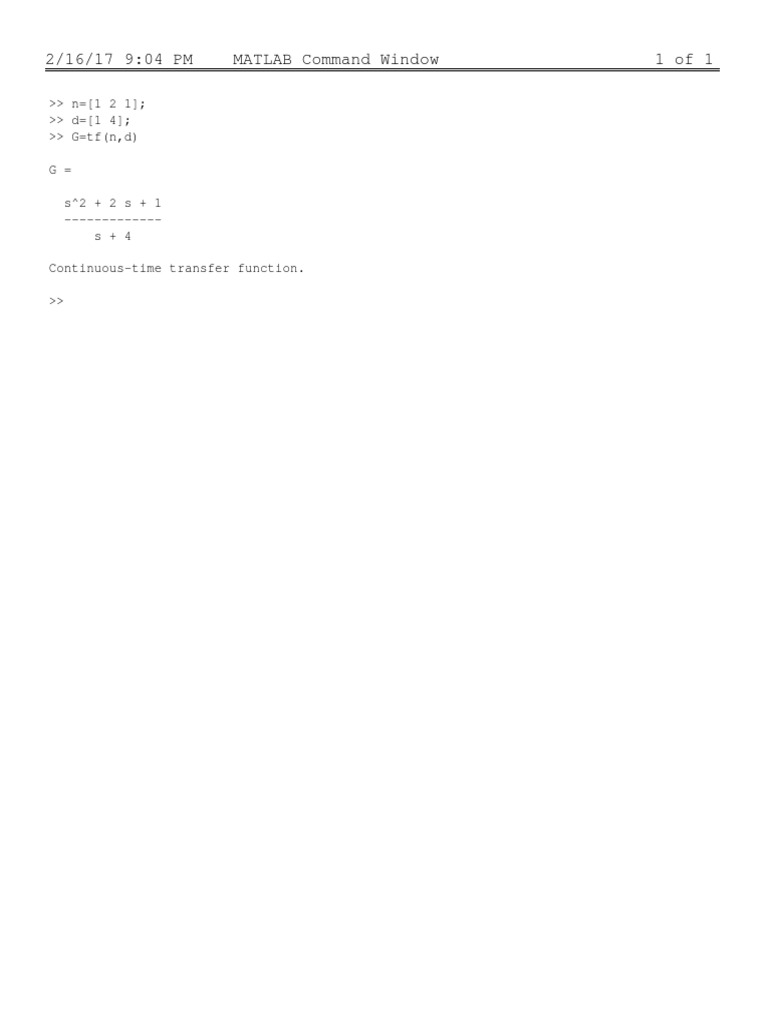 MATLAB Command Window Tut1 | PDF