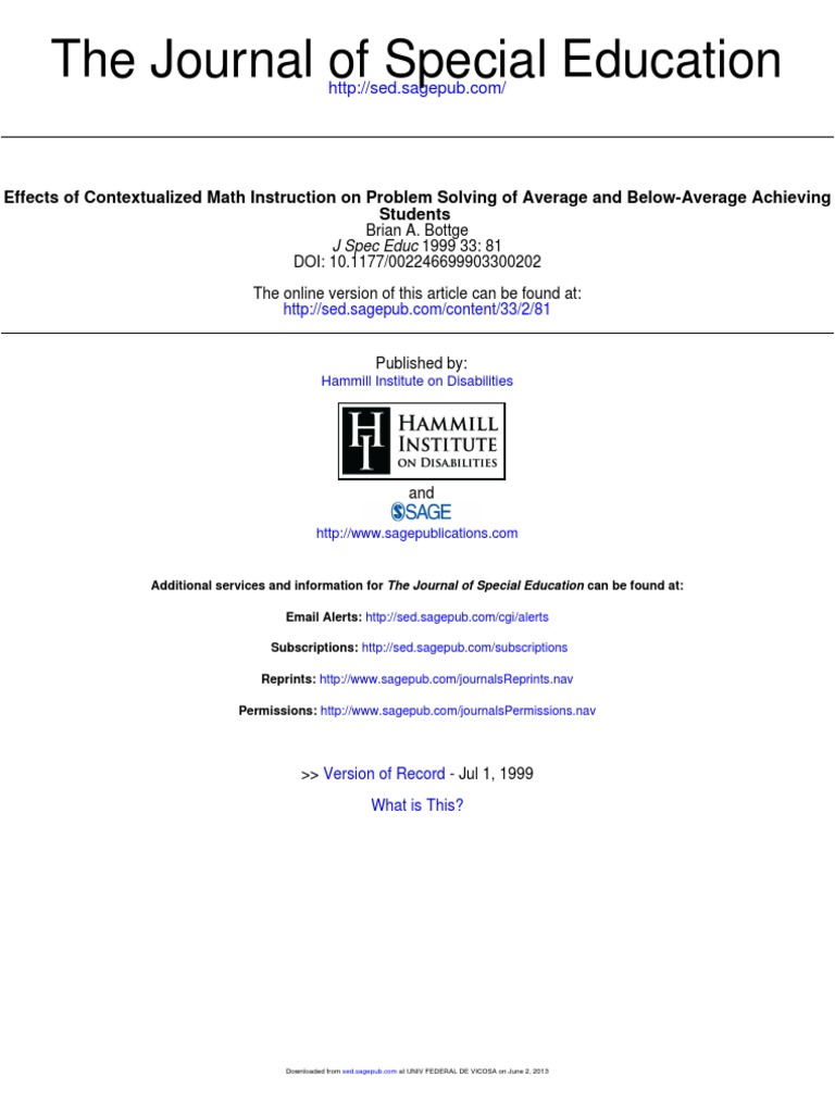 Bottge - 1999 - Effects of Contextualized Math Instruction On Problem ...
