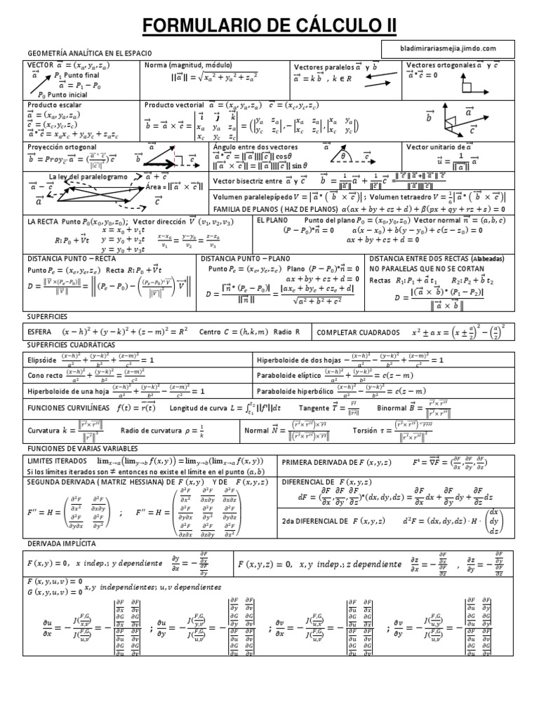 Formulario Calculo 2.pdf | Vector Euclidiano | Geometria plana) | Free 30-day Trial | Scribd