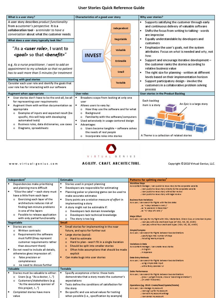 User Stories Quick Reference Guide | PDF | American Express | Software