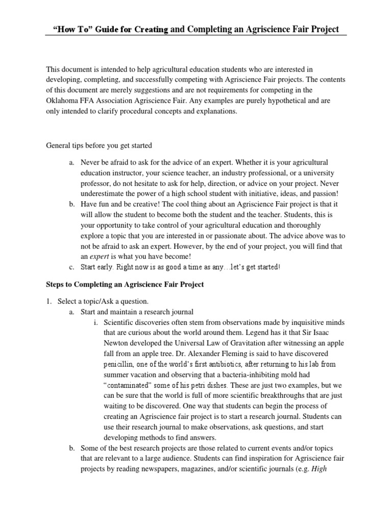 Agriscience Fair How To Guide | PDF | Experiment | Statistical Significance