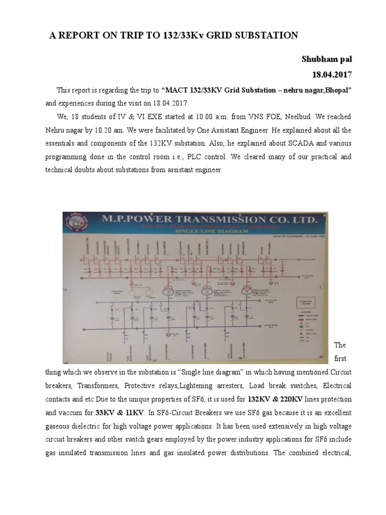 A REPORT ON TRIP TO 132/33Kv GRID SUBSTATION | PDF | Electrical ...