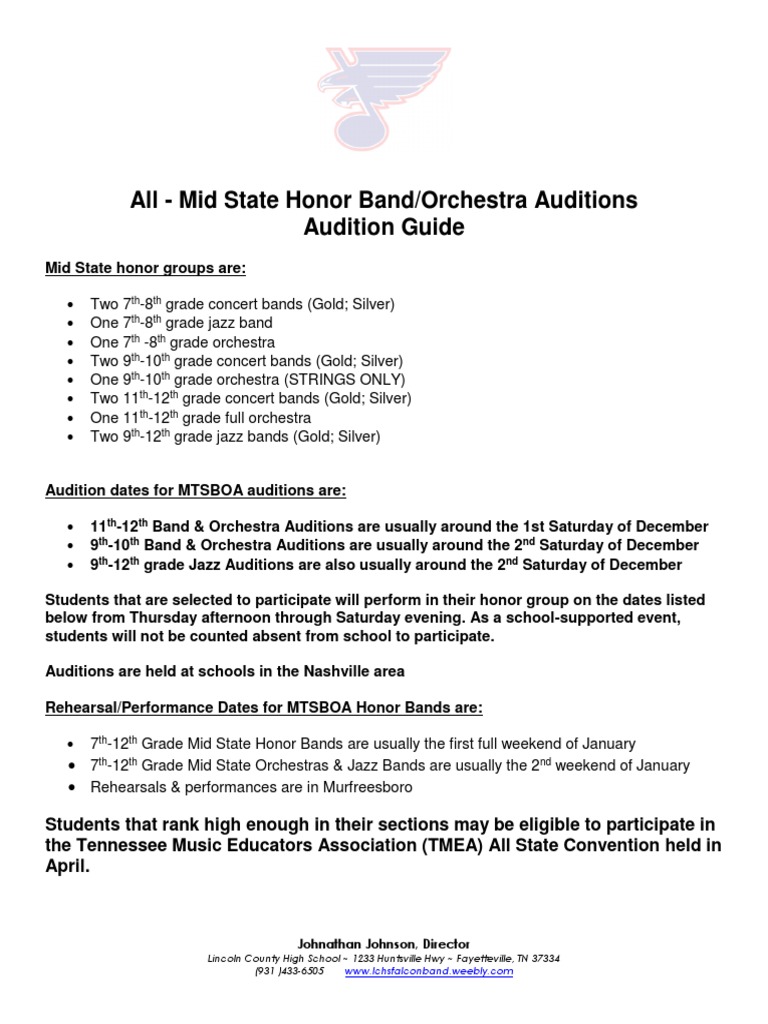 Mid State Audition Guide | PDF | Audition | Orchestras