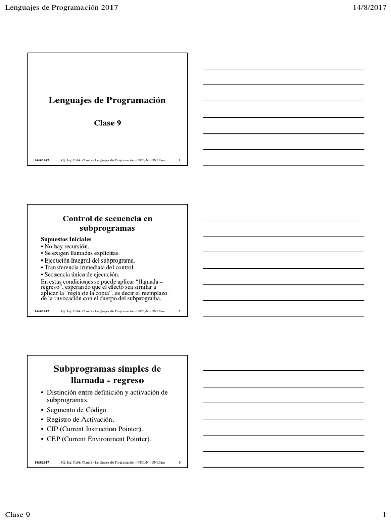 Clase 9 - Control de Secuencia en Subprogramas | PDF | Lenguaje de ...
