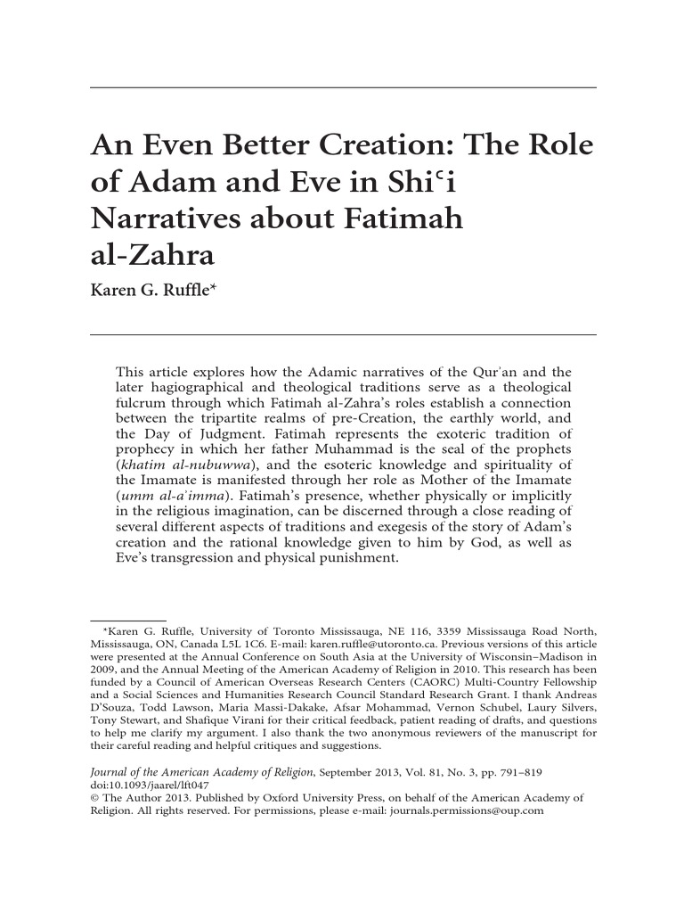 An Even Better Creation Shi'i Narrations On Adam and Eve | PDF | Shia ...
