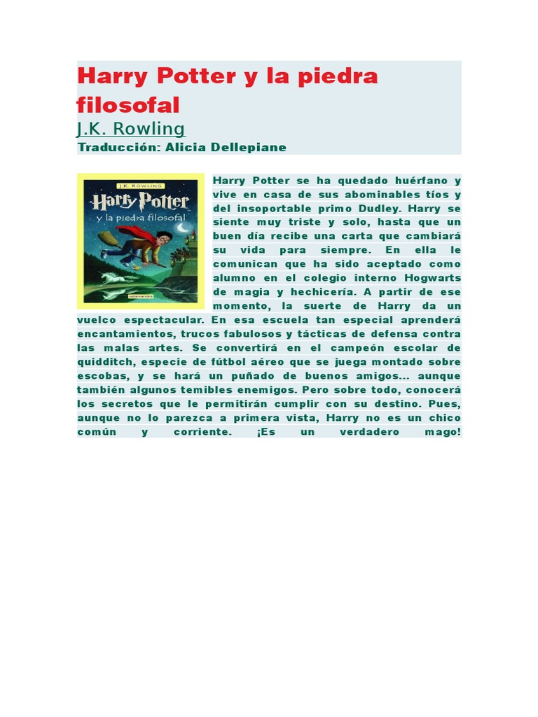 Harry Potter y La Piedra Filosofal | PDF