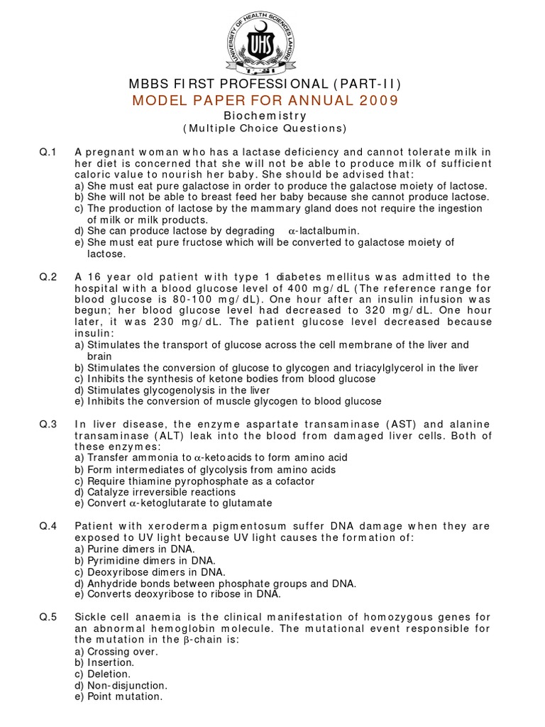 Biochemistry II MCQ PDF | PDF
