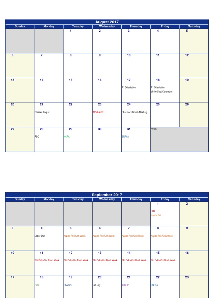 Fall 2017 Calendar | Download Free PDF | Sports | Leisure