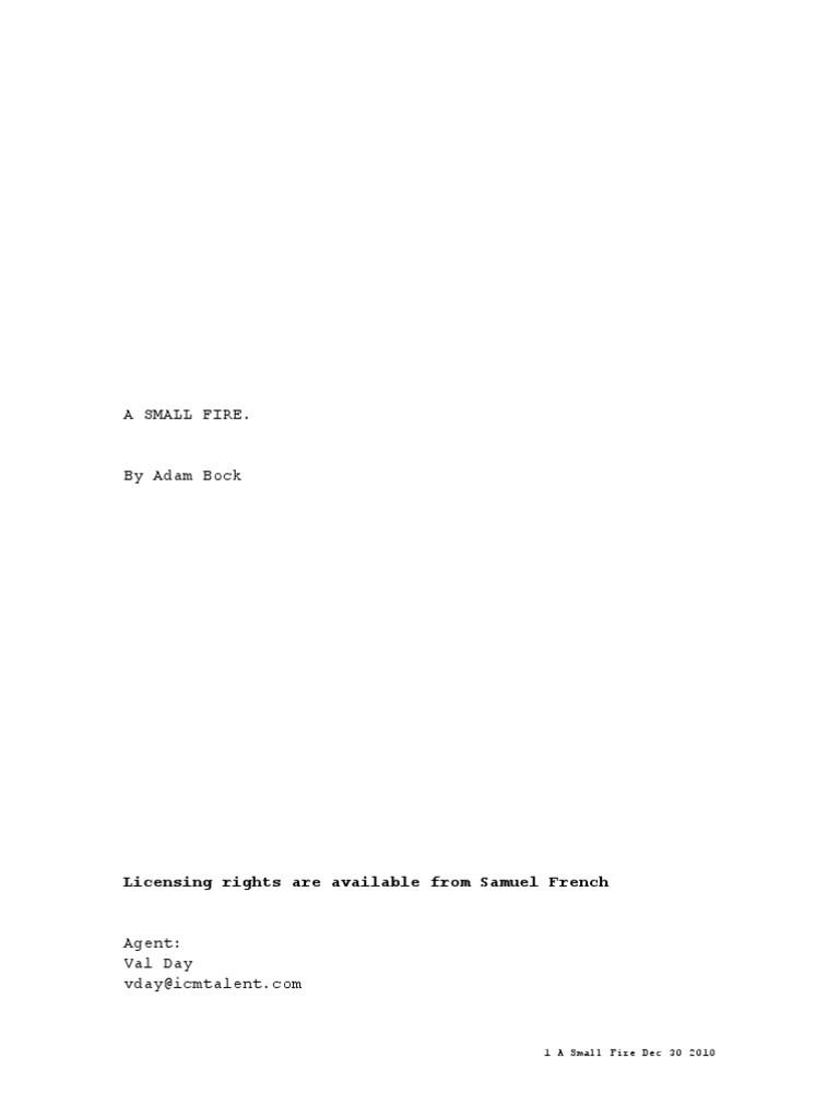 A Small Fire - Adam Bock | PDF | Taste