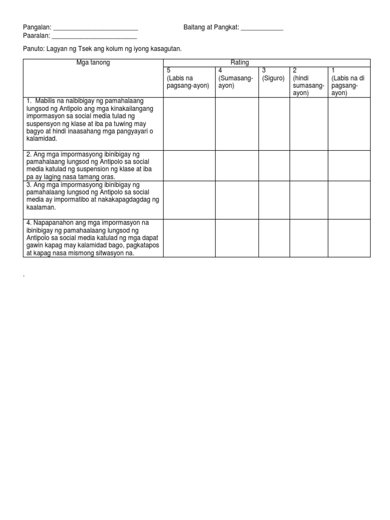 Sarbey Talatanungan | PDF