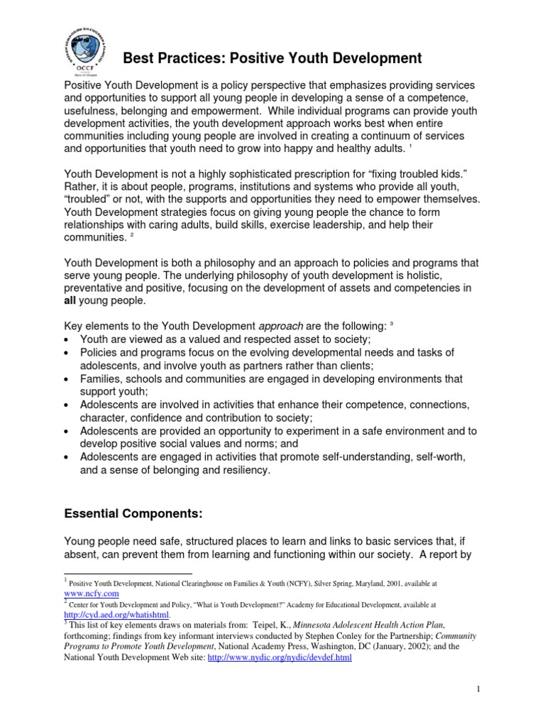 Positive Youth Development Best Practices | PDF | Community | Youth