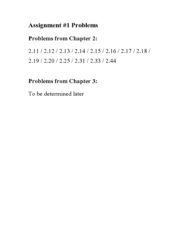 Assignment #1 Problems | PDF