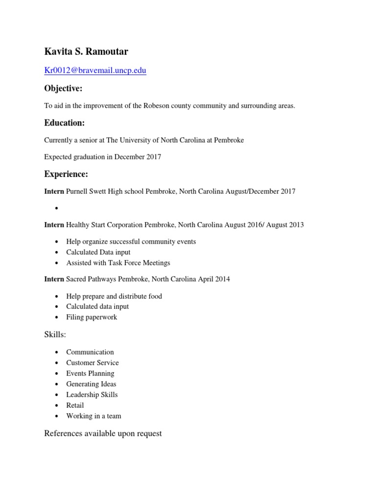 Kavita Ramoutar Resume | PDF | Career & Growth