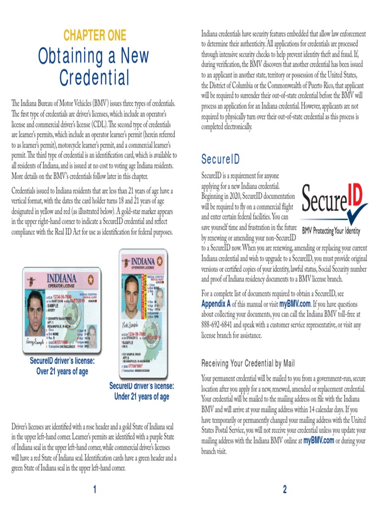 Indiana BMV Credential Guide | PDF | Driver's License | Credential