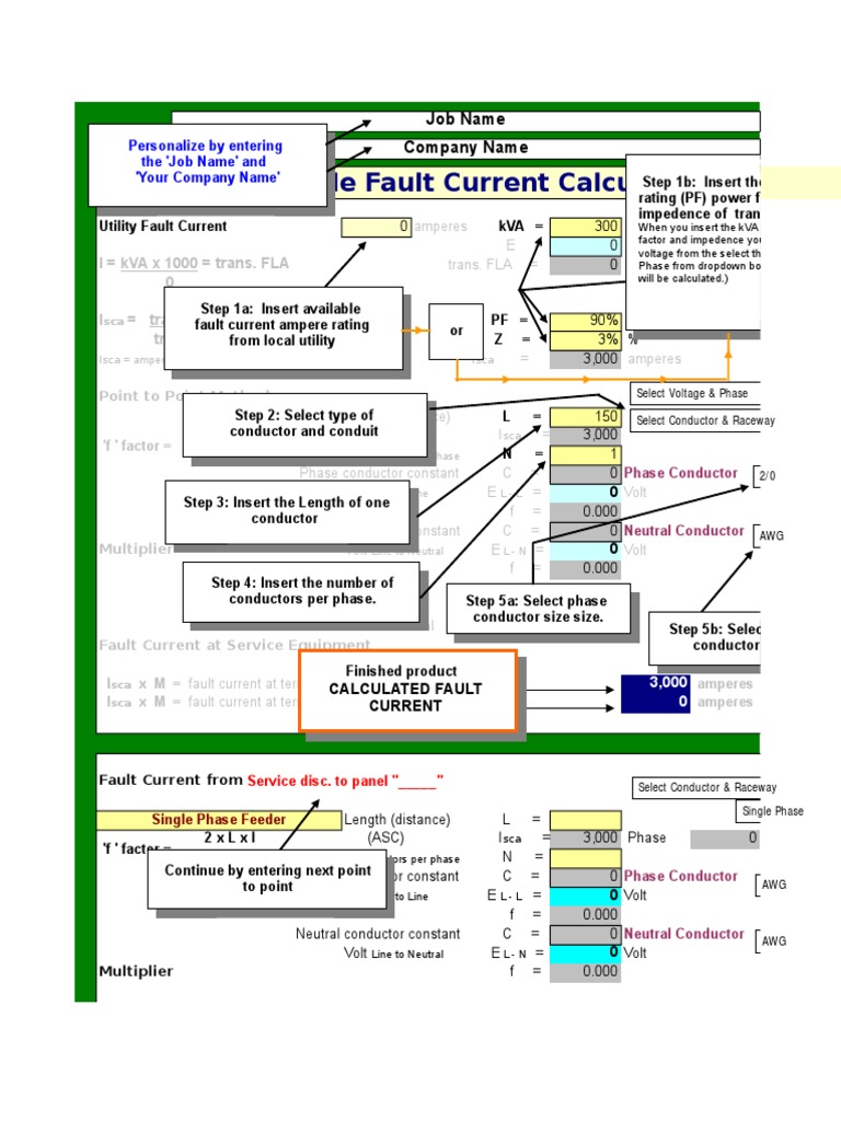 Available Fault Current Calculation: 0 I kVA X 1000 Trans. FLA | PDF ...