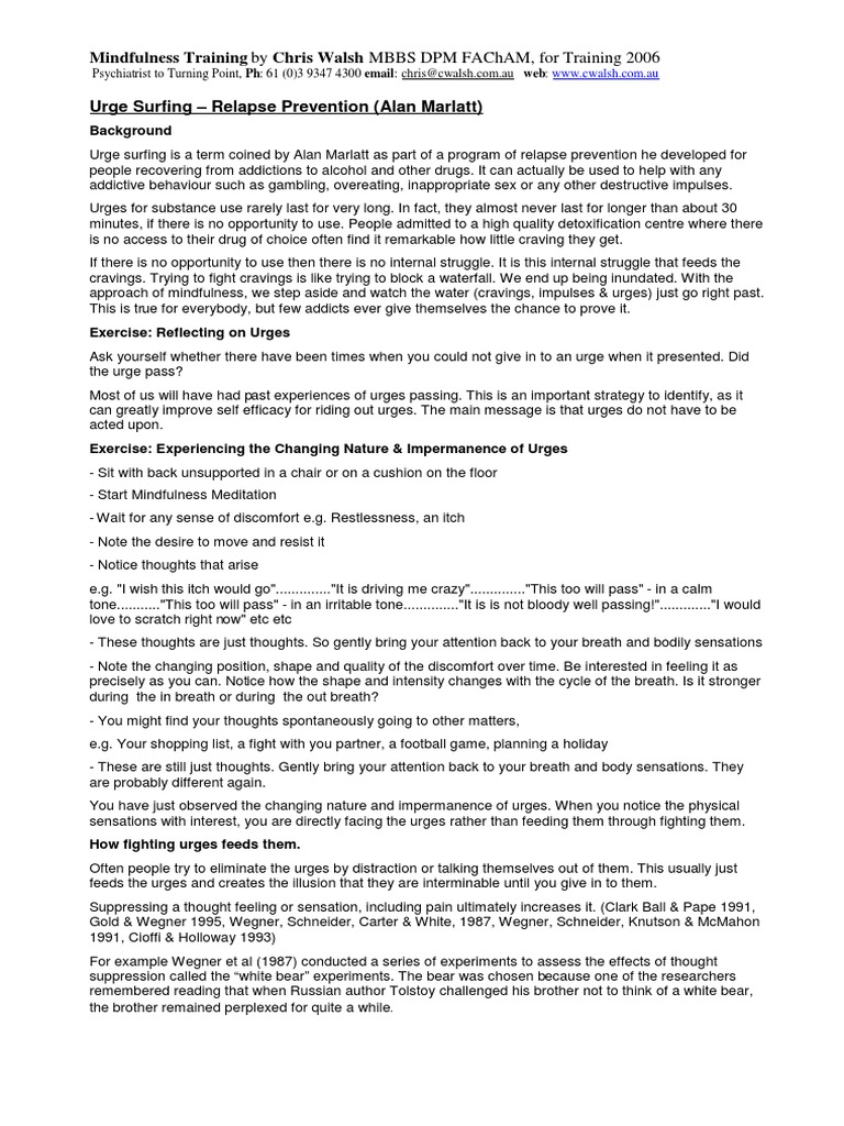 URGE SURFING-DBT For Sub Use PDF | PDF | Mindfulness | Curiosity