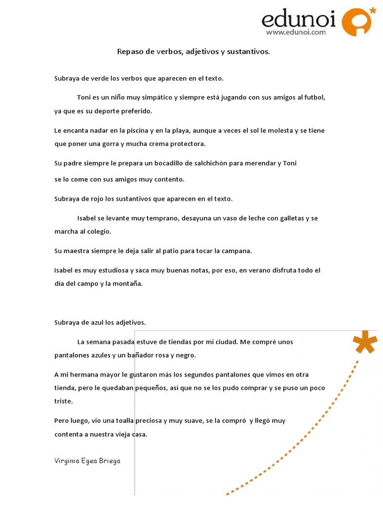 Ejercicio Repaso de Verbos Adjetivos y Sustantivos 130327194833 ...