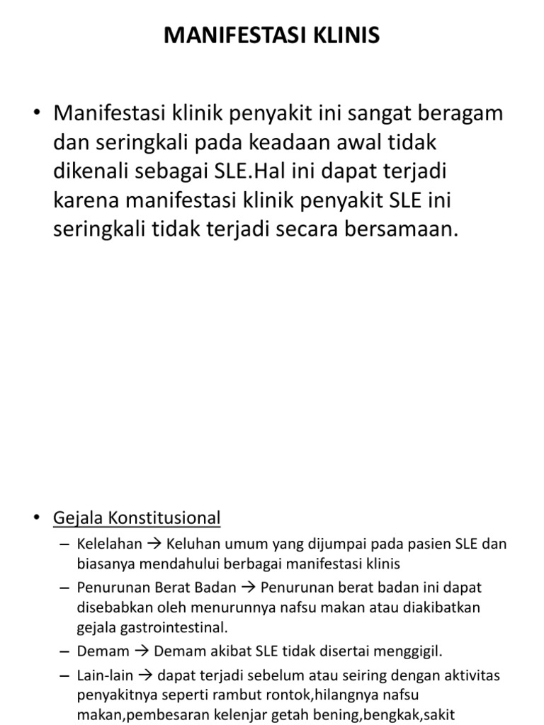 Manifestasi Klinis Dan Diagnosis Sle | PDF