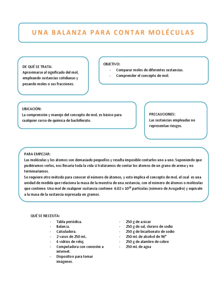 Práctica Una - Balanza - para - Contar - Mol - Culas | PDF | Mole (Unidad) | Moléculas