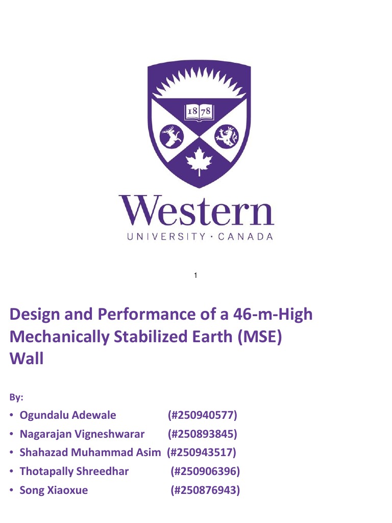 CEE 9511-Design and Performance of A 46-M-High MSE Wall | PDF ...