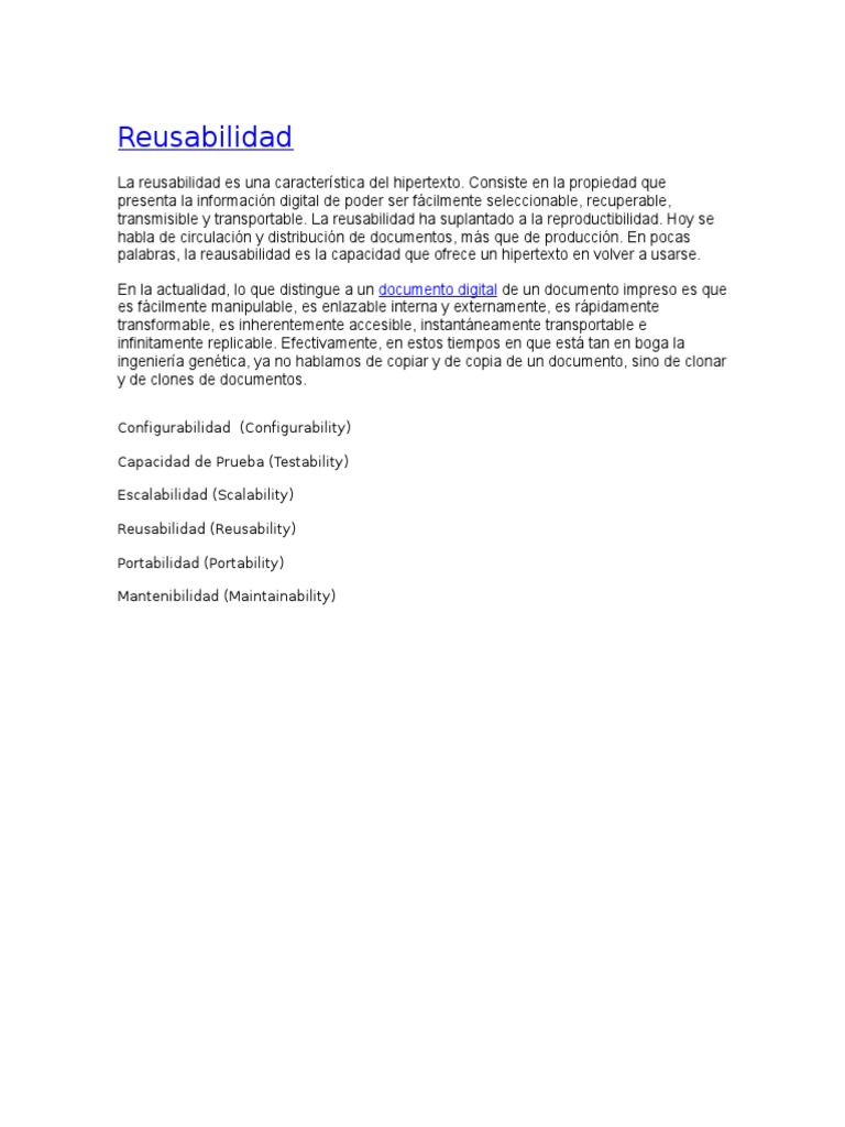 Reusabilidad | PDF | Informática | Informática y tecnología de la ...