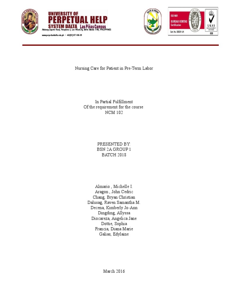 A Case Study On Preterm Labor Final | PDF | Preterm Birth | Uterus