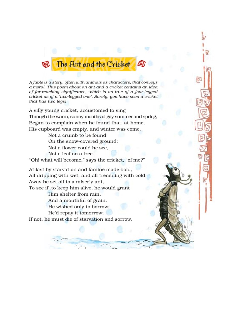 the Ant and the Cricket CLASS 8 NCERT | Fiction & Literature