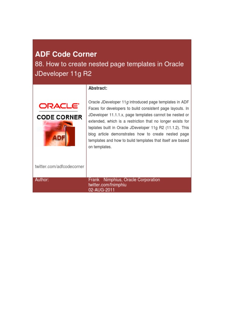 Adf Nested Pagetemplates Pdf Software Engineering Computing