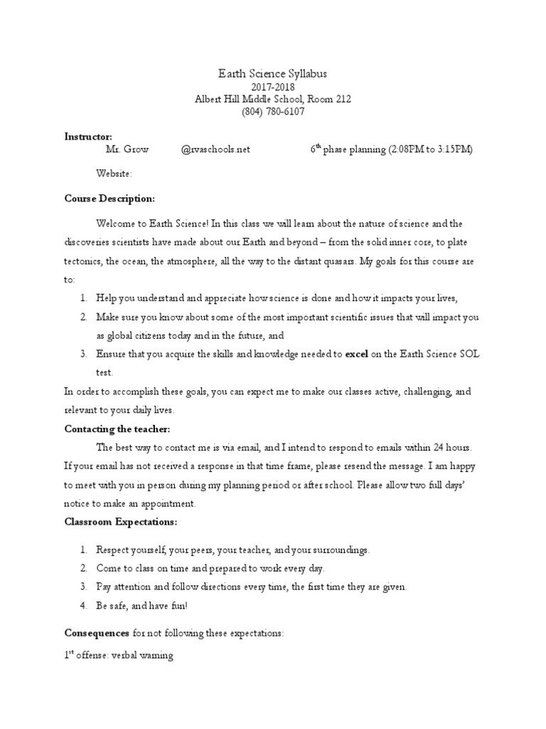 Grow Es Syllabus | PDF | Homework | Parent