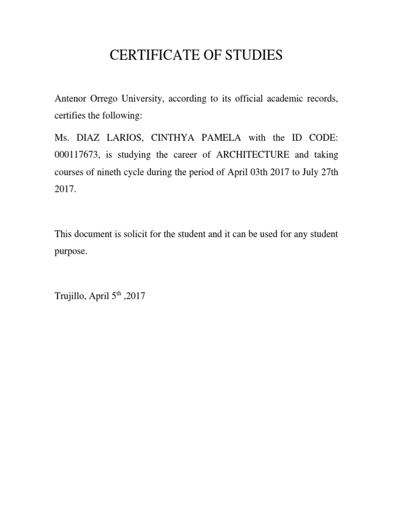 Certificate of Studies | PDF | Foreign Language Studies | Science ...