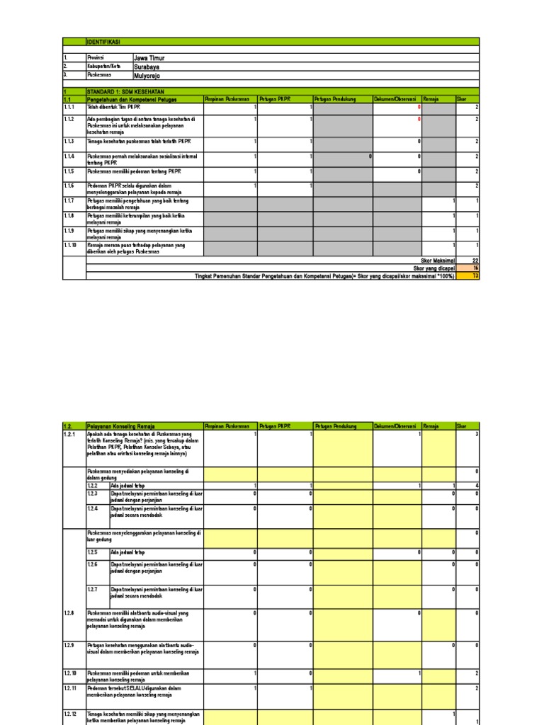 Matriks Rekapitulasi SN PKPR | PDF