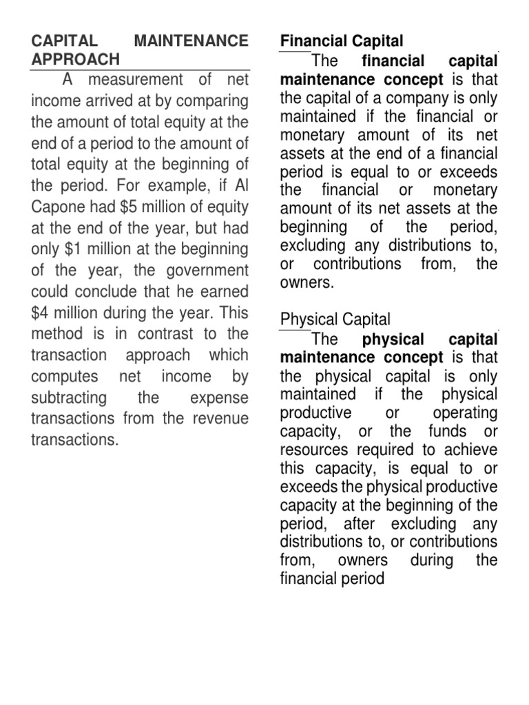 Capital Maintenance Approach PDF | PDF | Financial Capital | Equity ...