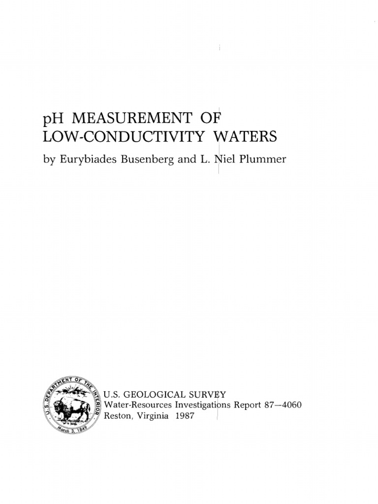 PH Measurement of Low-Conductivity Waters: by Eurybiades Busenberg and L. Niel Plummer | PDF ...