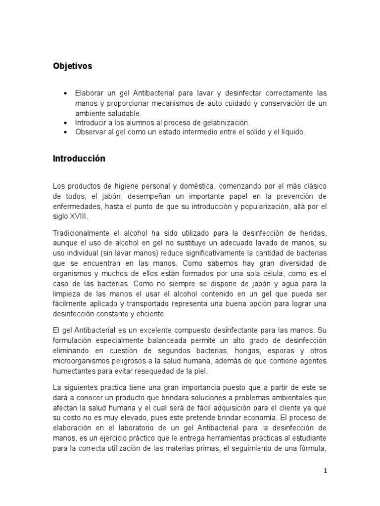 Practica Gel Antibacterial | PDF | Antibióticos | Glicerol
