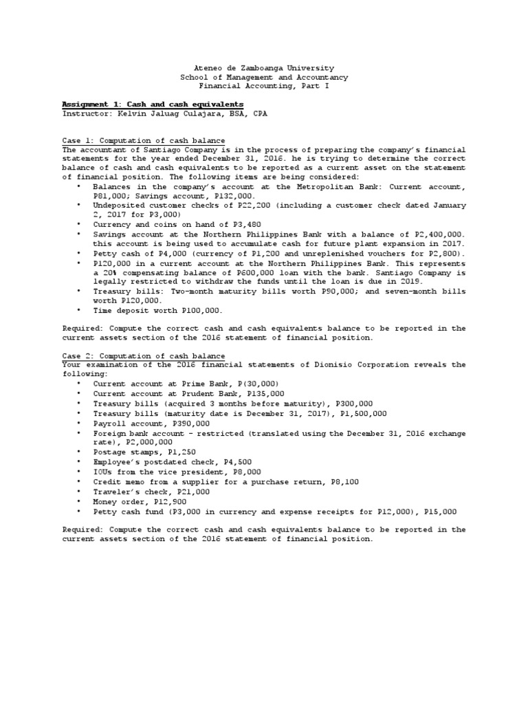 Financial Accounting Case Studies | PDF | Bookkeeping | Cheque
