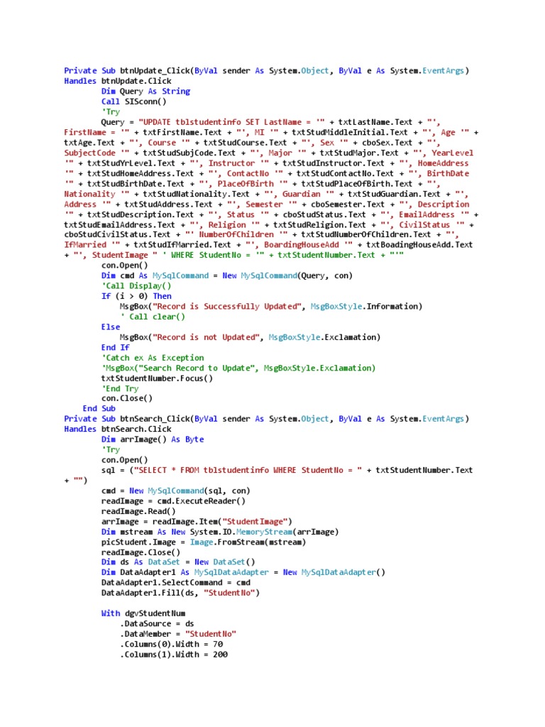 Private Sub Byval As Byval As Handles Dim As String Call: Object Eventargs | PDF | Computer Data ...