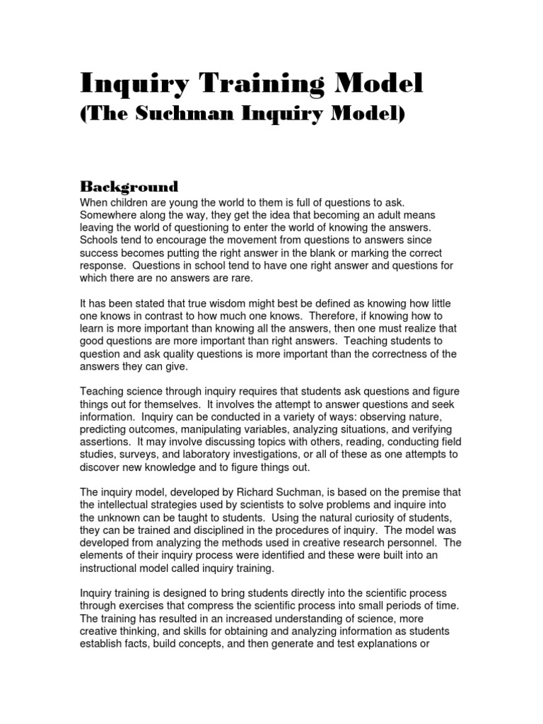 Suchmann Inquiry Writeup | PDF | Inquiry | Scientific Method