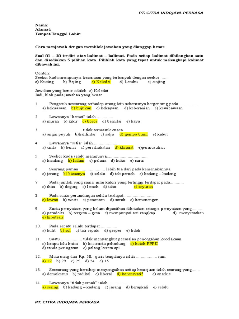Psikotes Astra | PDF