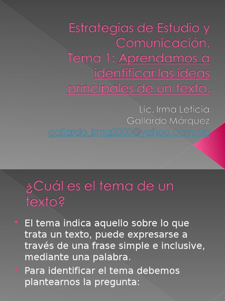 Aprendamos A Identificar Las Ideas Principales de Un Texto | PDF ...
