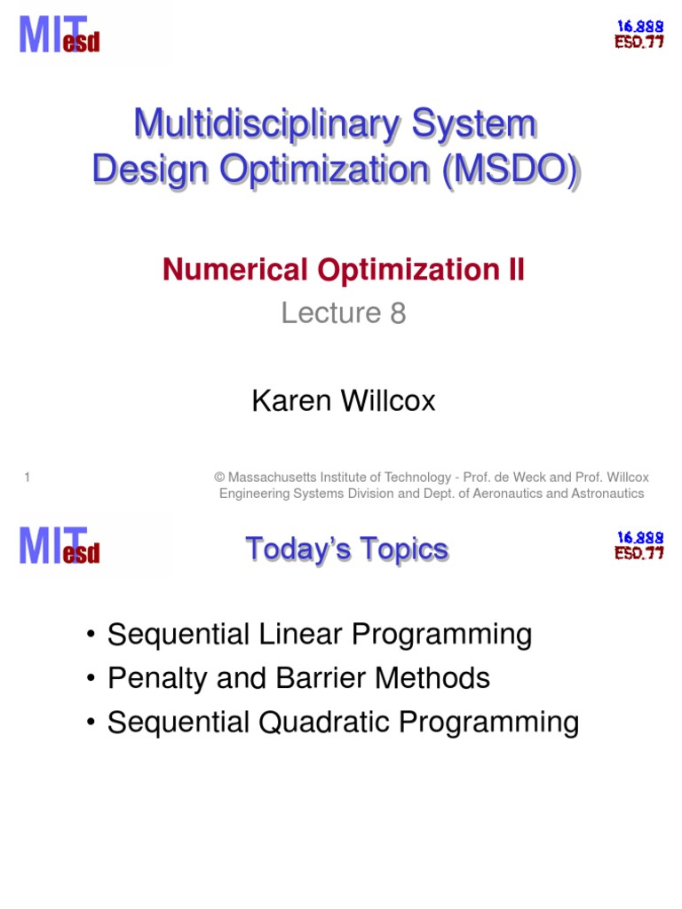 Multidisciplinary System Design Optimization (MSDO) | PDF ...