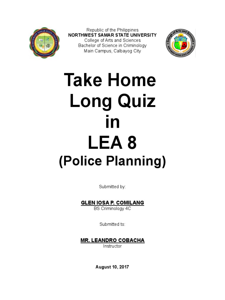 LEA 8 Police Planning | PDF | Goal | Strategic Planning