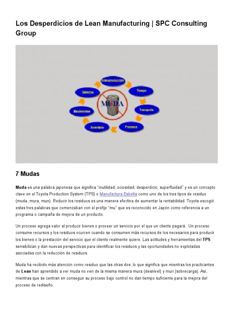 Los Desperdicios de Lean Manufacturing - SPC Consulting Group | PDF ...