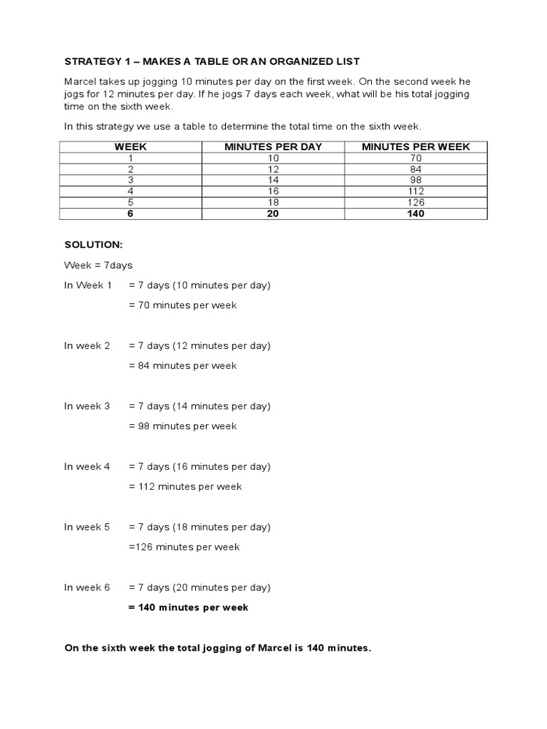 Strategy 1 - Makes A Table or An Organized List | PDF | Teaching ...